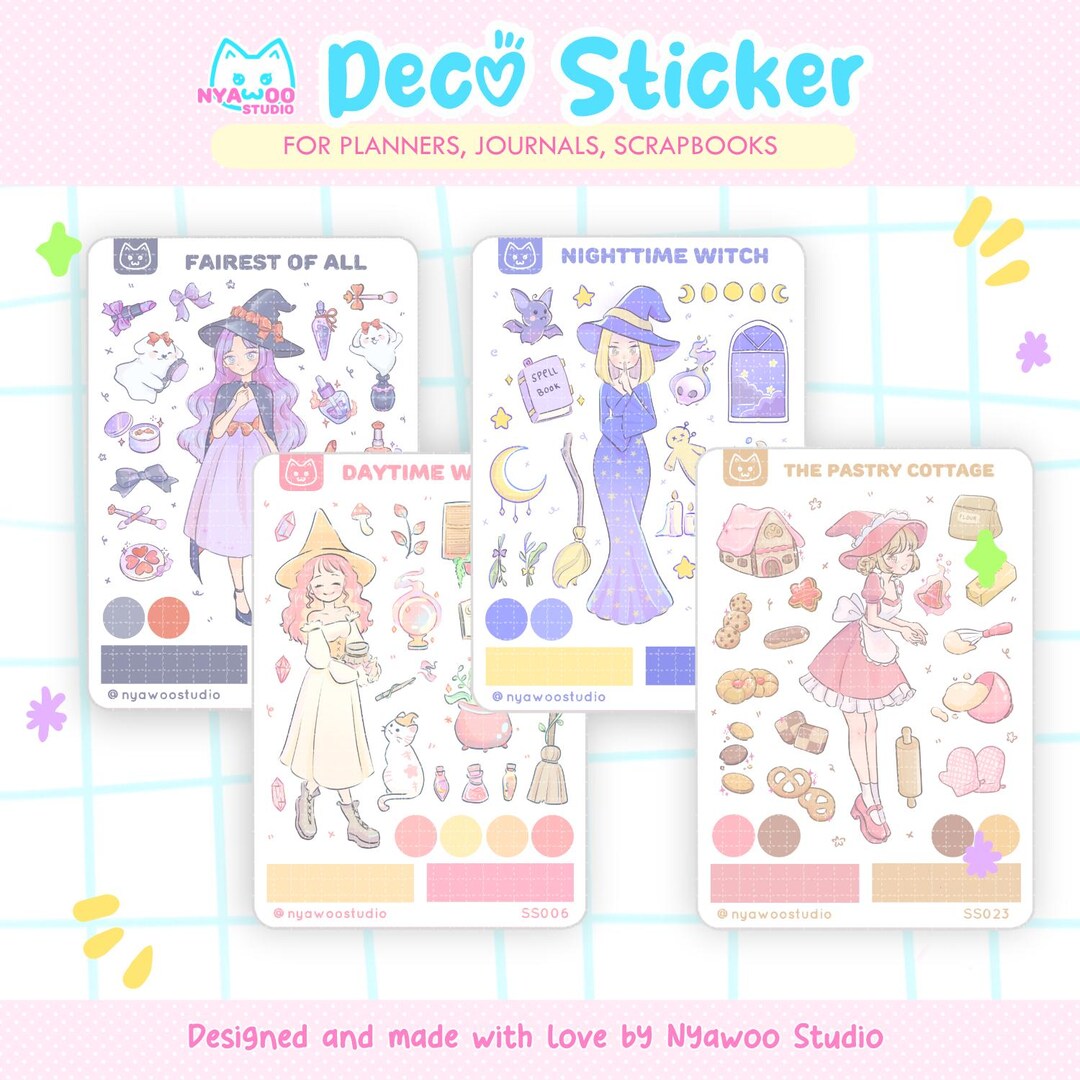 Witch Themed Journaling Sticker Sheet | Witchy Aesthetics Planner ...