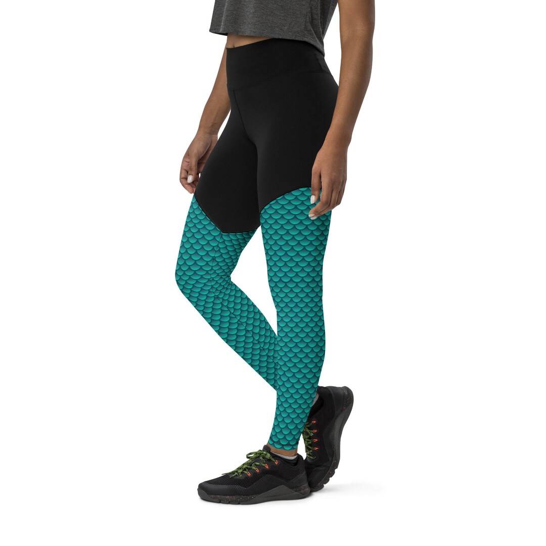 Classic Blue/green Mermaid Scale Sports Leggings - Etsy