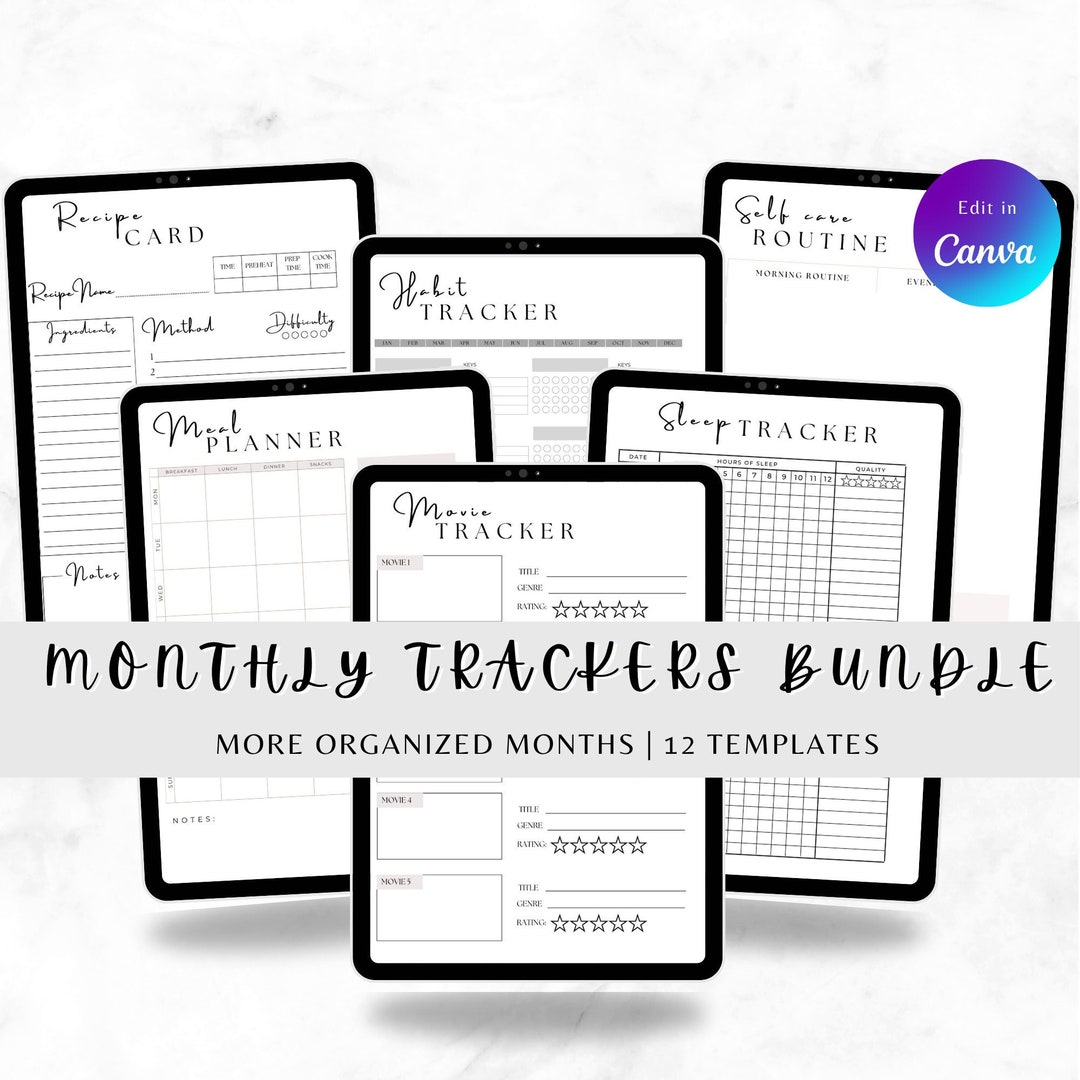 Monthly Trackers Bundle PRINTABLE Journal Pages - Etsy