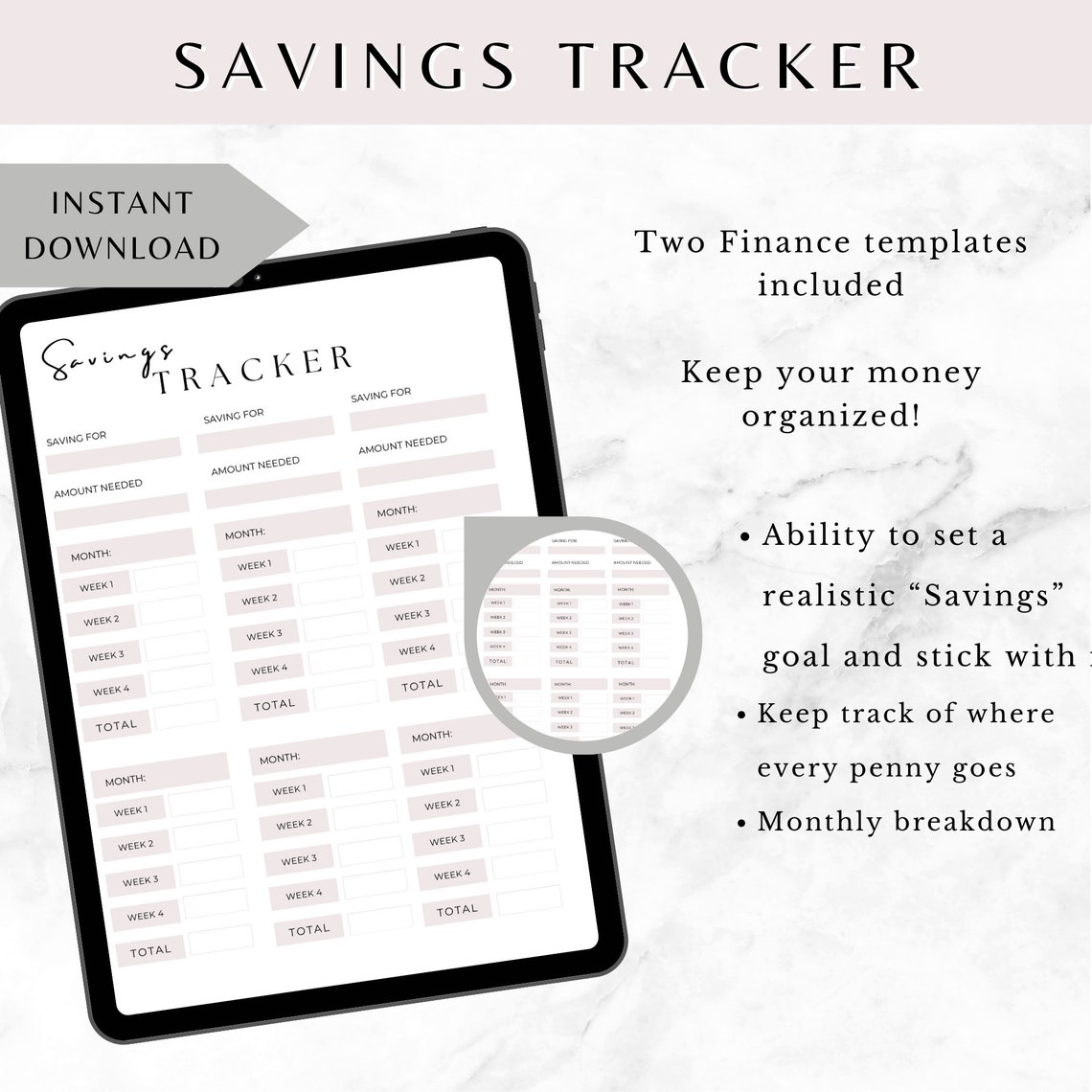 Budget Planner Printable PDF, Financial Planner Printable, Savings ...