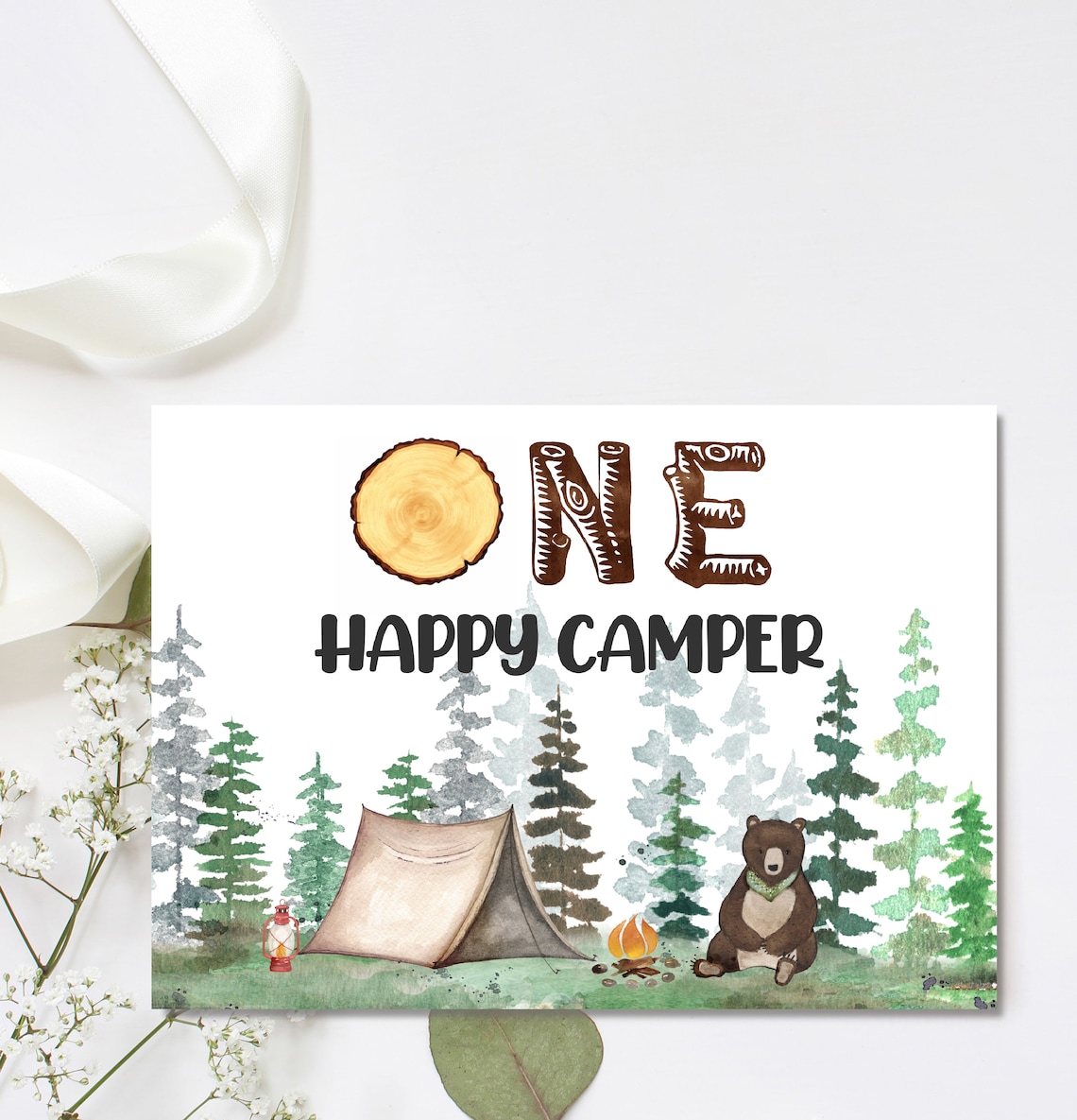 Editable Happy Camper Invitation One Happy Camper Birthday - Etsy