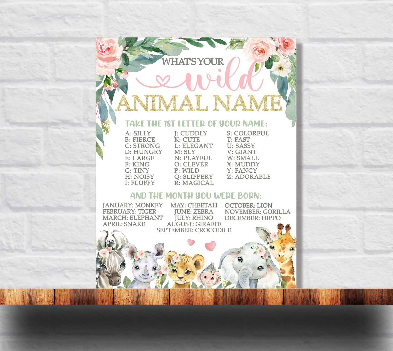 What's Your Wild Animal Name Printable, Wild One Party Sign, Two Wild ...