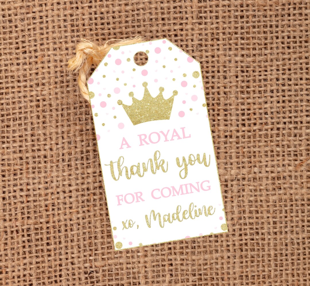 Editable Princess Tag, Fiveness Party Favor Tags, Princess Birthday ...