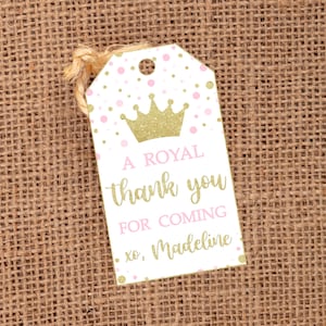 Editable Princess Tag, Fiveness Party Favor Tags, Princess Birthday ...