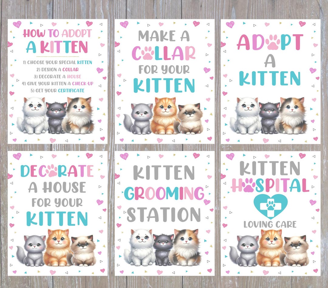 Editable Kitten Party Signs, Kitten Birthday Signs, Kitten Pawty ...