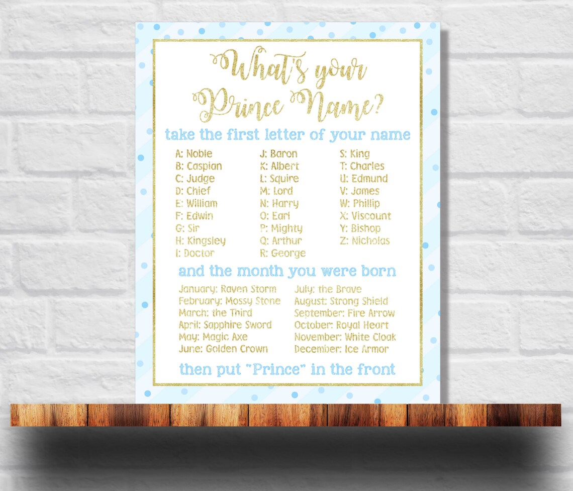 What's Your Prince Name Printable Prince Name Game - Etsy