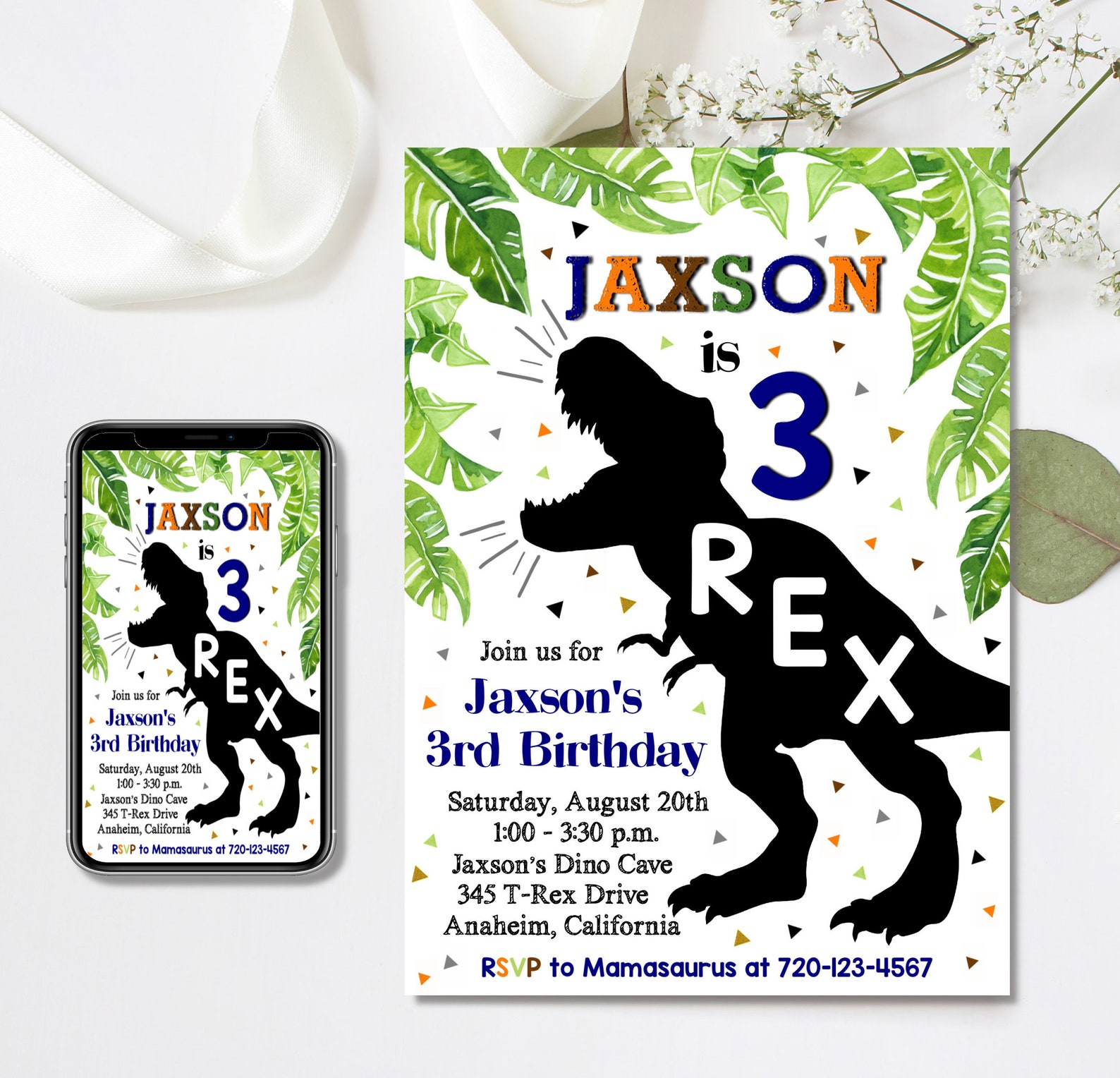 Editable Three Rex Invitation Dinosaur Invitation Dinosaur | Etsy
