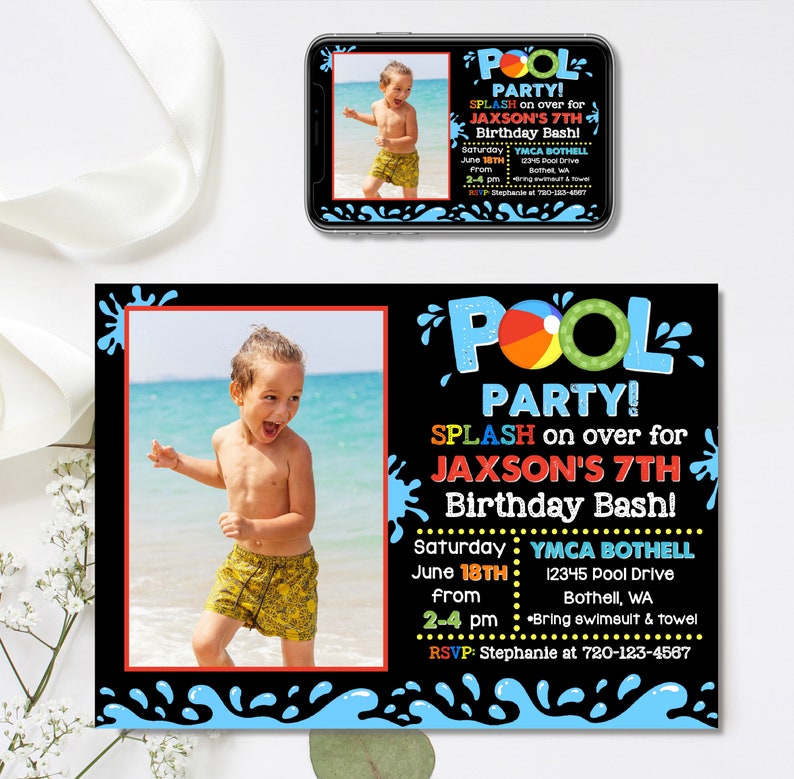 Editable Pool Party Pool Party Birthday Template - Etsy