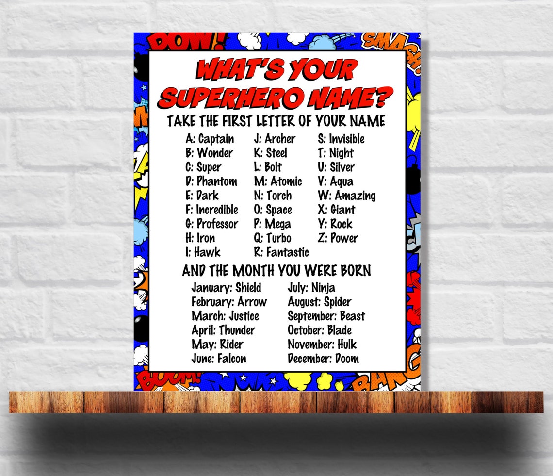 What's Your Superhero Name Printable, Superhero Name Game, Superhero ...