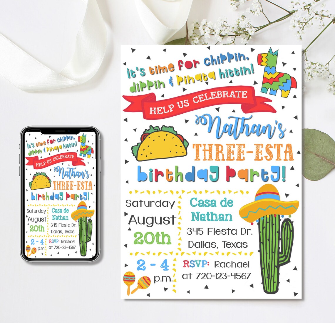 Editable Three-esta Invitation Three-esta Birthday | Etsy