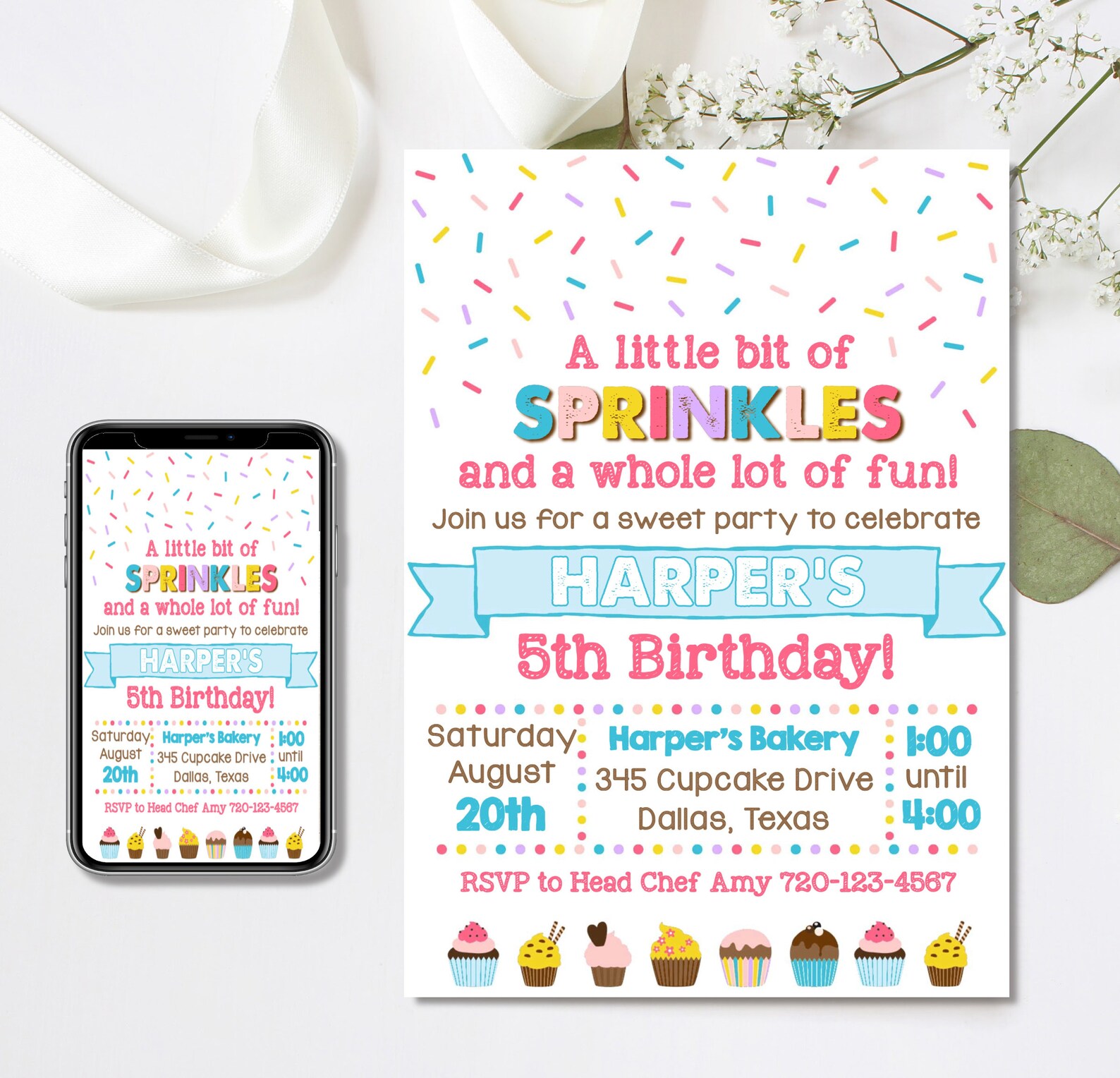 Editable Cupcake Invitation Cupcake Birthday Invitation | Etsy