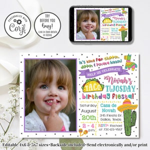 Editable Taco Twosday Invitation, Taco Twosday Birthday Invitation, 2nd ...