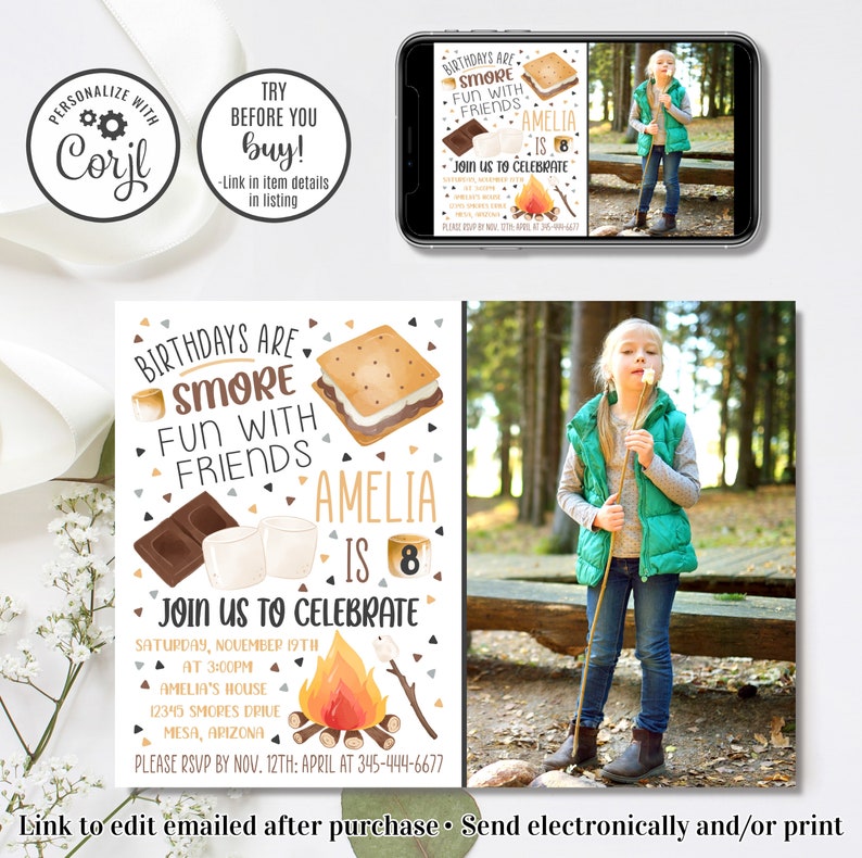 Editable Smores Birthday Invitation S'mores Invitation - Etsy