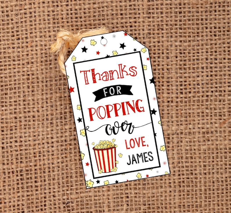 Editable Movie Tag Movie Favor Tags Movie Birthday Party - Etsy