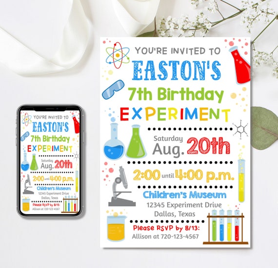 Editable Science Invitation Science Birthday Invitation | Etsy
