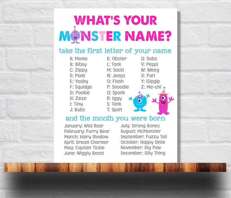 What's Your Monster Name Printable Monster Name Game - Etsy