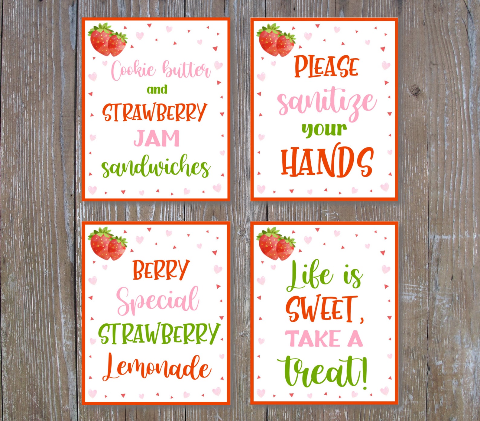 Editable Strawberry Signs Strawberry Birthday Signs - Etsy