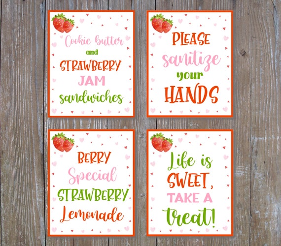 Editable Strawberry Signs Strawberry Birthday Signs - Etsy