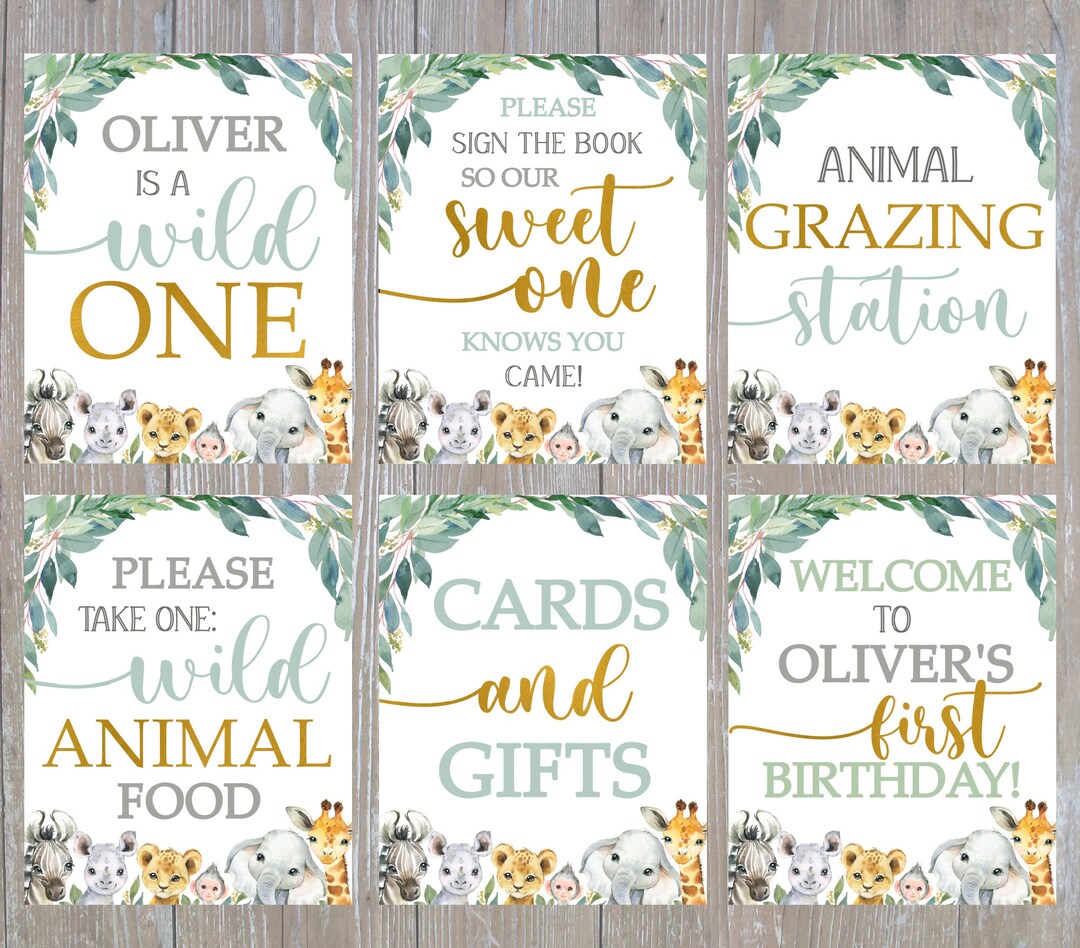 Editable Safari Party Signs, Wild One Birthday Signs, Jungle Animals ...
