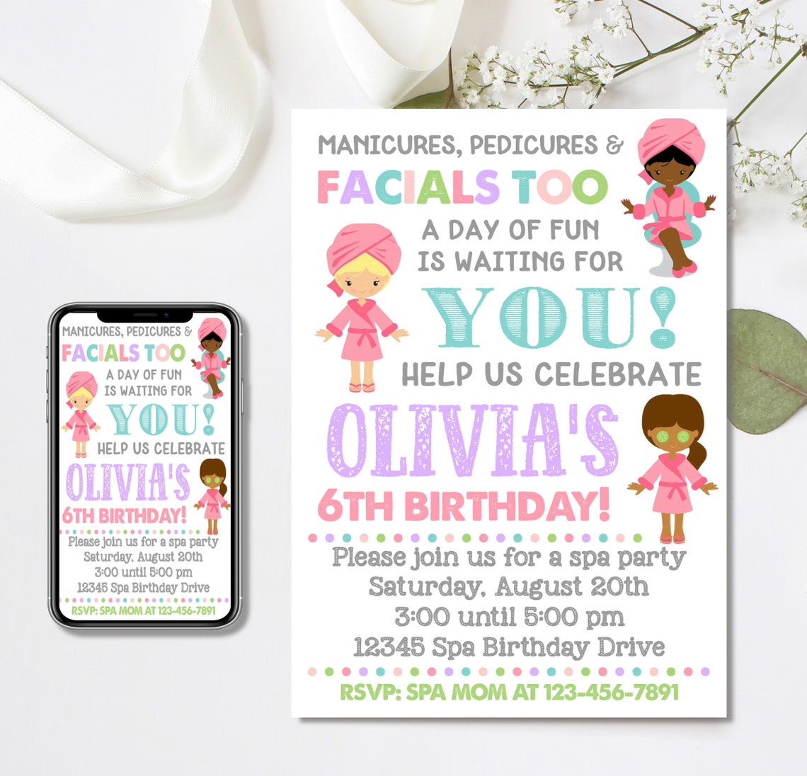 Editable Spa Invitation Spa Birthday Invitation Template - Etsy