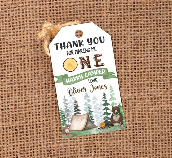 Editable One Happy Camper Tag Happy Camper Favor Tags One - Etsy