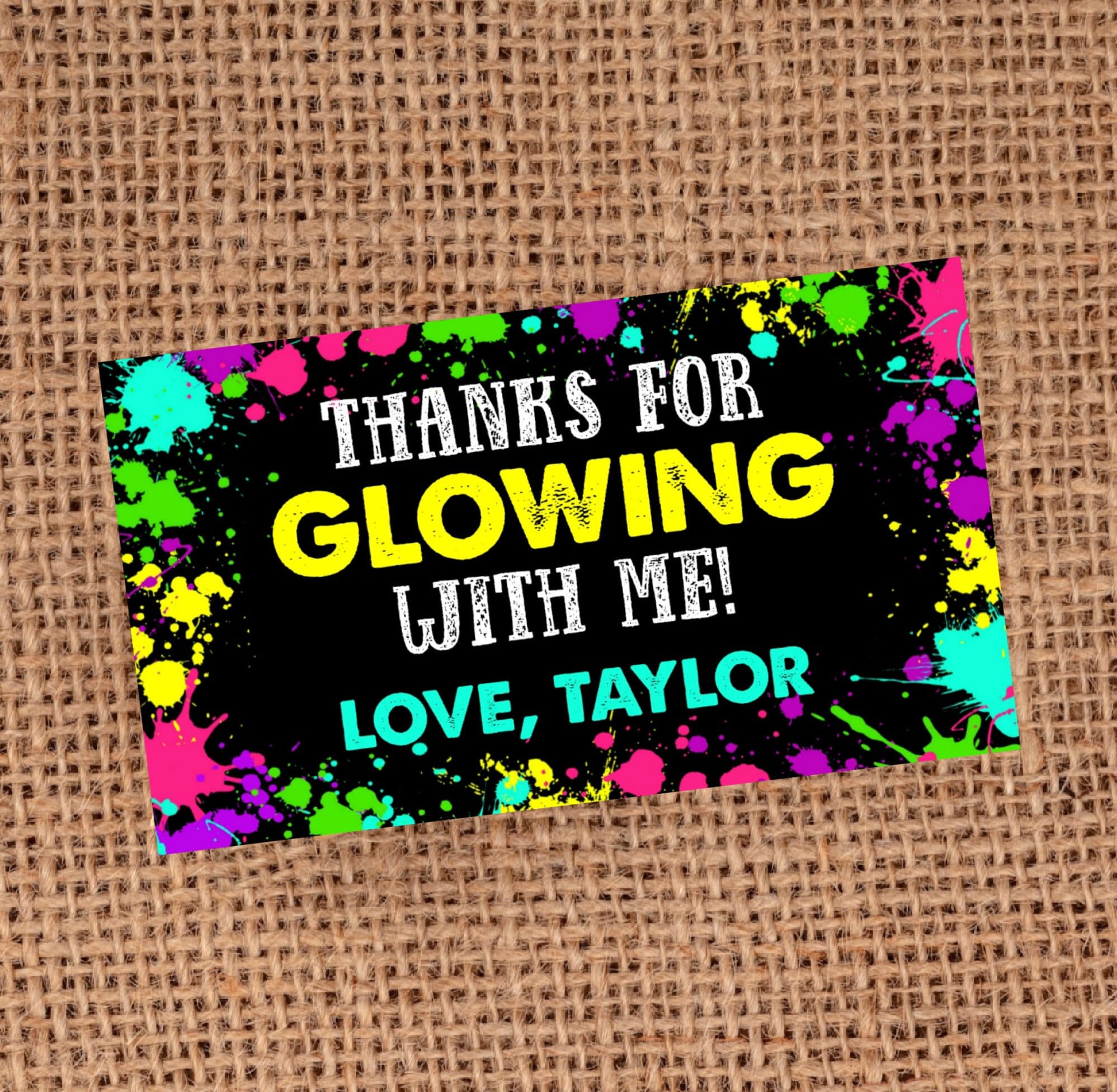 Editable Glow Tag, Glow Favor Tags, Glow Birthday Party, Template - Etsy