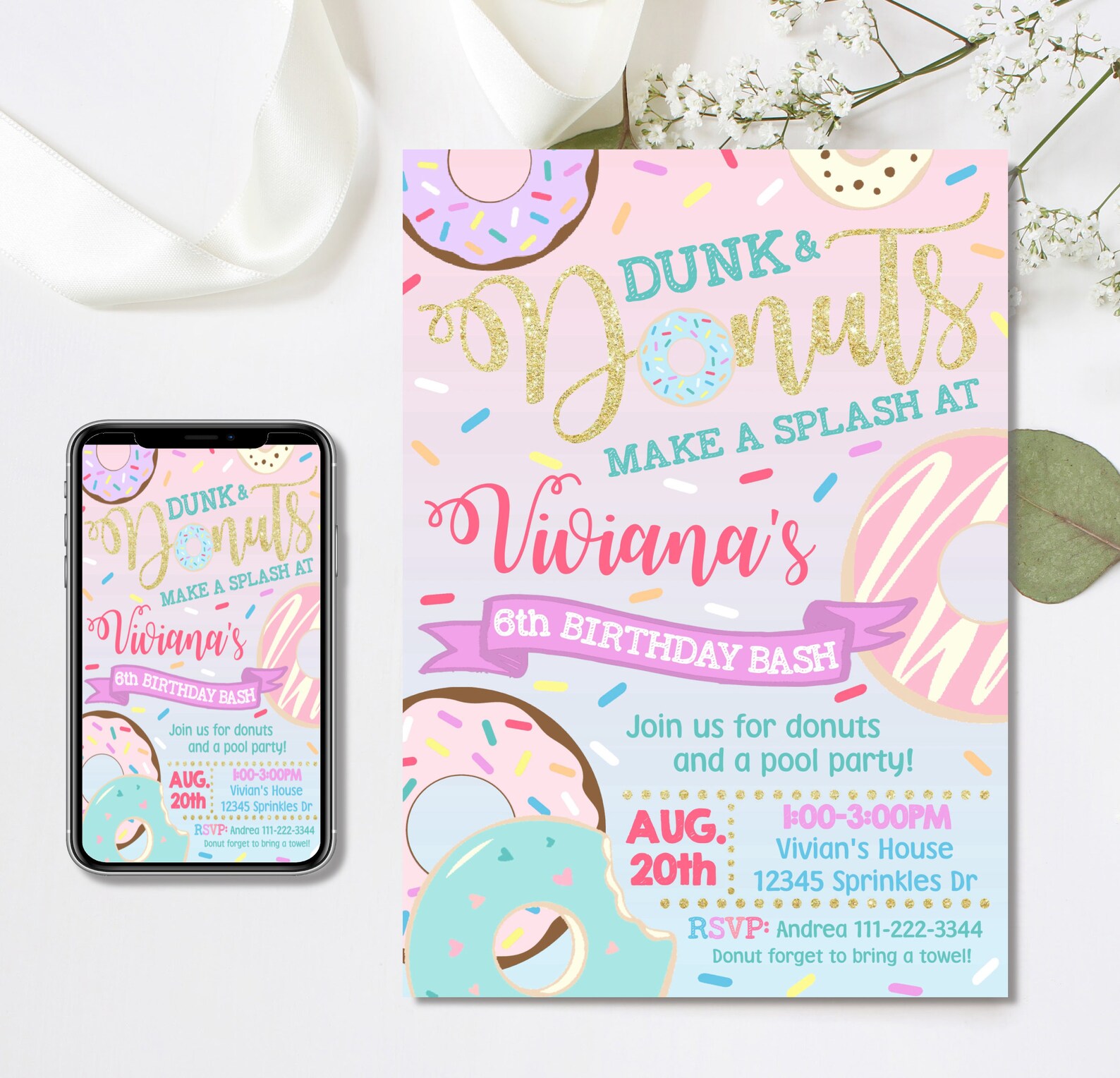 Editable Donut Invitation Dunk and Donuts Invitation - Etsy