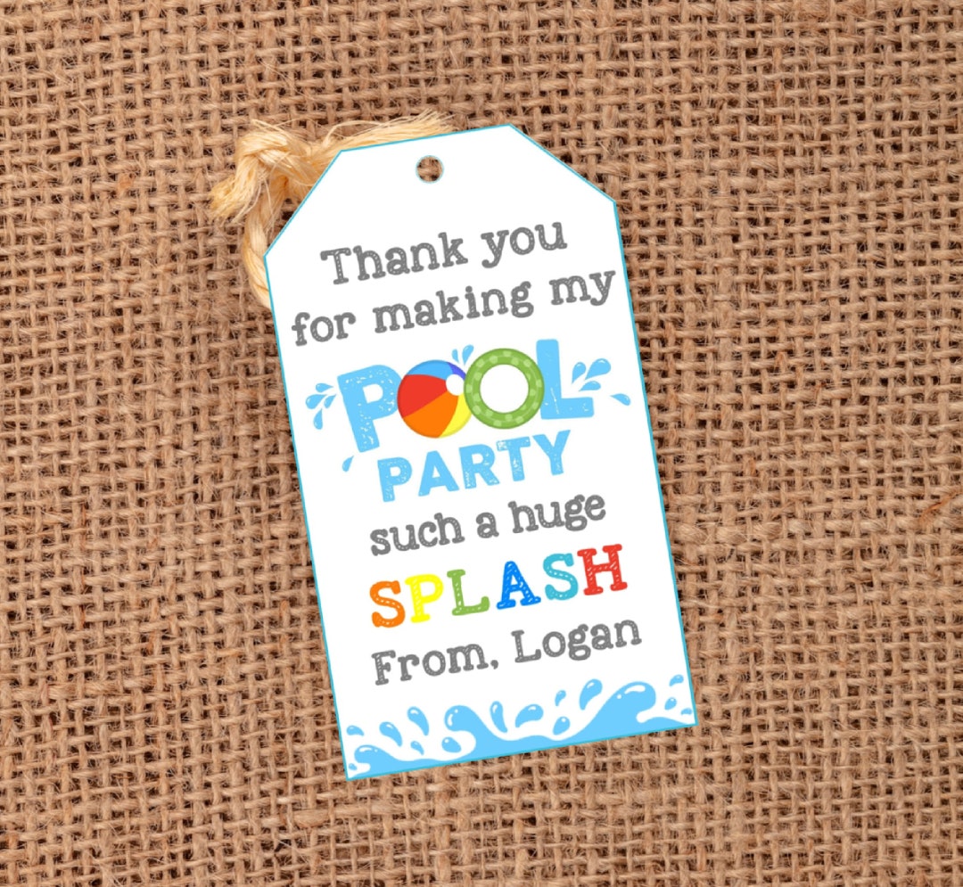 Editable Pool Party Tag, Pool Party Favor Tags, Pool Birthday Party ...