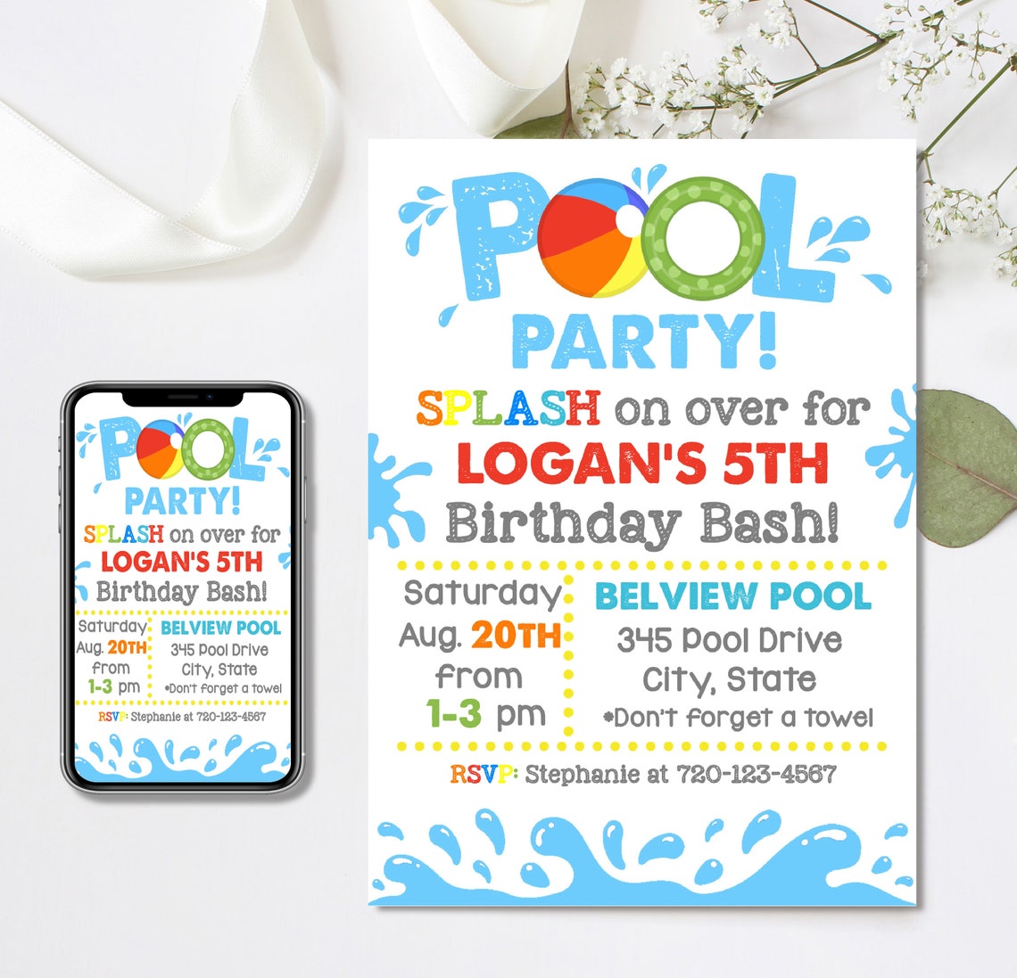 Editable Pool Party Invitation Pool Party Birthday - Etsy