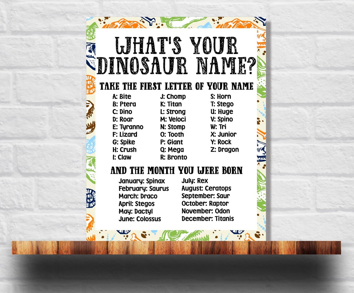 What's Your Dinosaur Name Printable, Dinosaur Name, Dinosaur Birthday ...