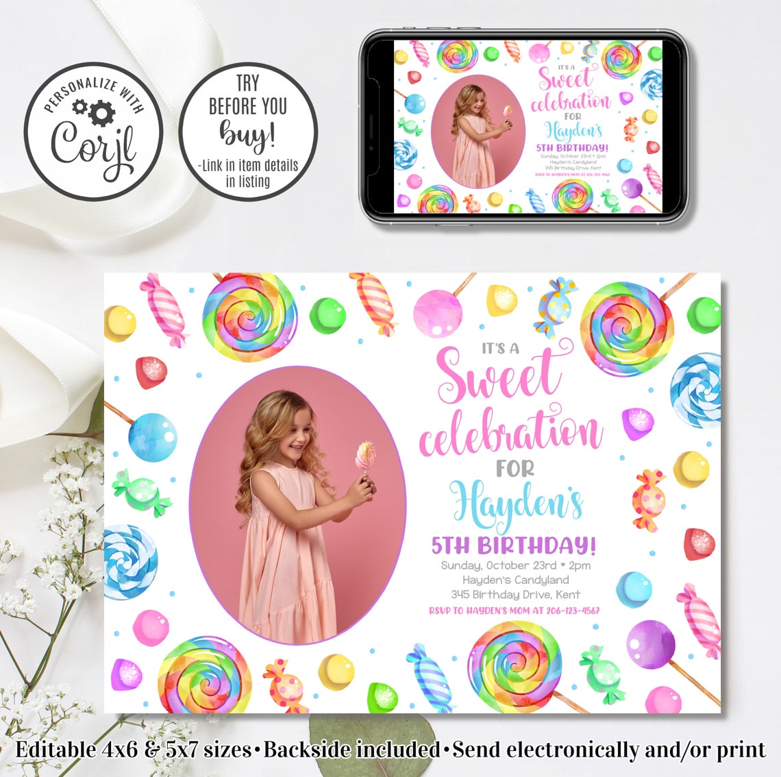 Editable Candy Birthday Invitation Candyland Invitation - Etsy