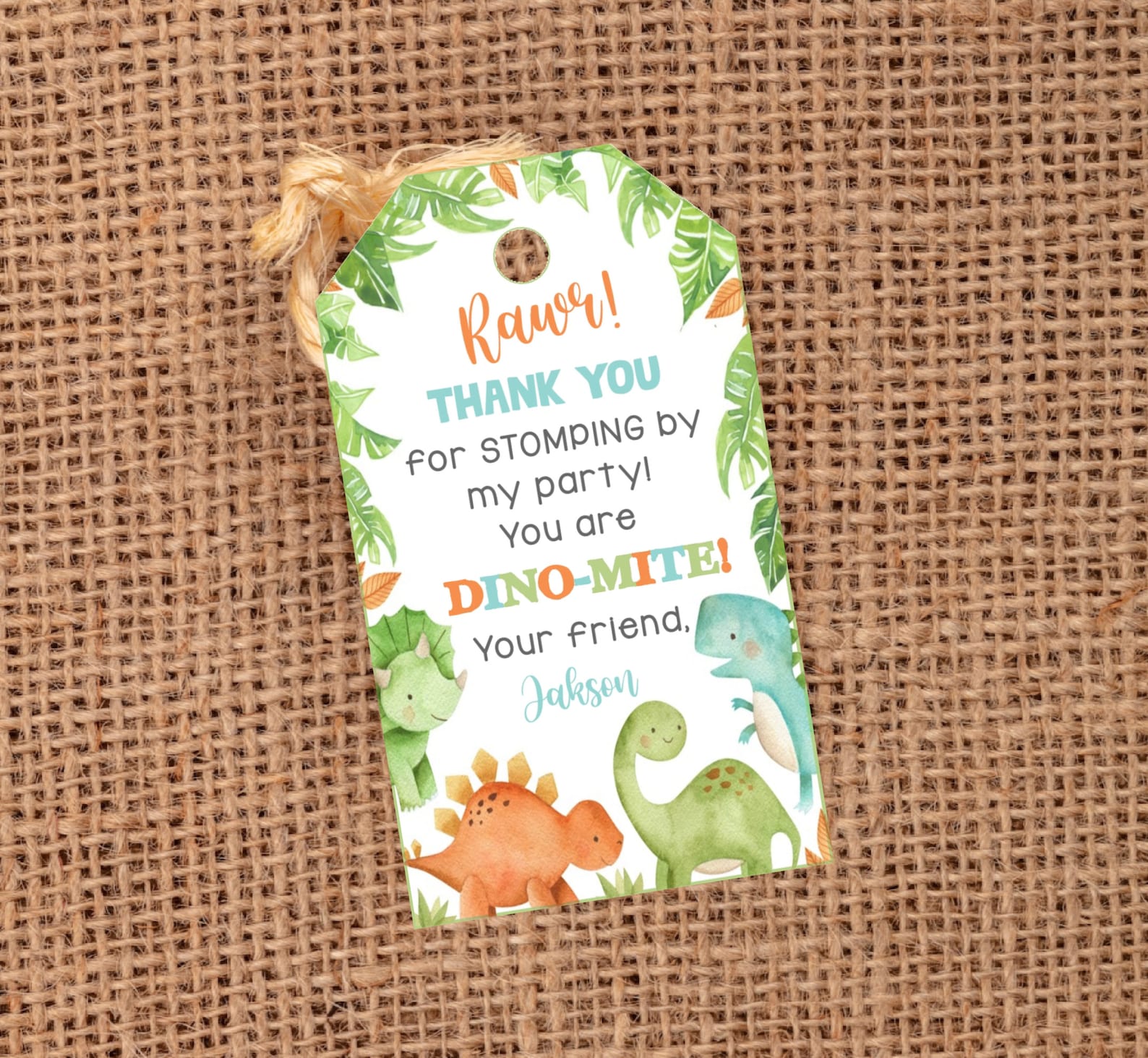 Editable Dinosaur Tag, Dinosaur Party Favor Tags, Dinosaur Birthday Tag ...