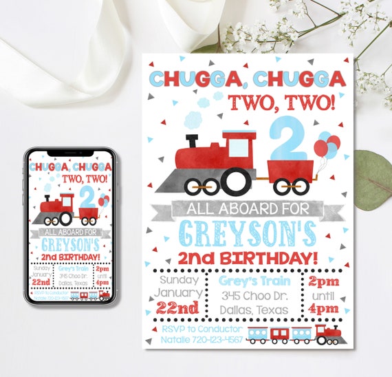 Editable Train Invitation Train Birthday Invitation Template - Etsy