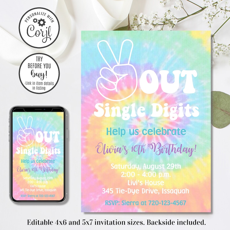 Peace Out Single Digits - Etsy