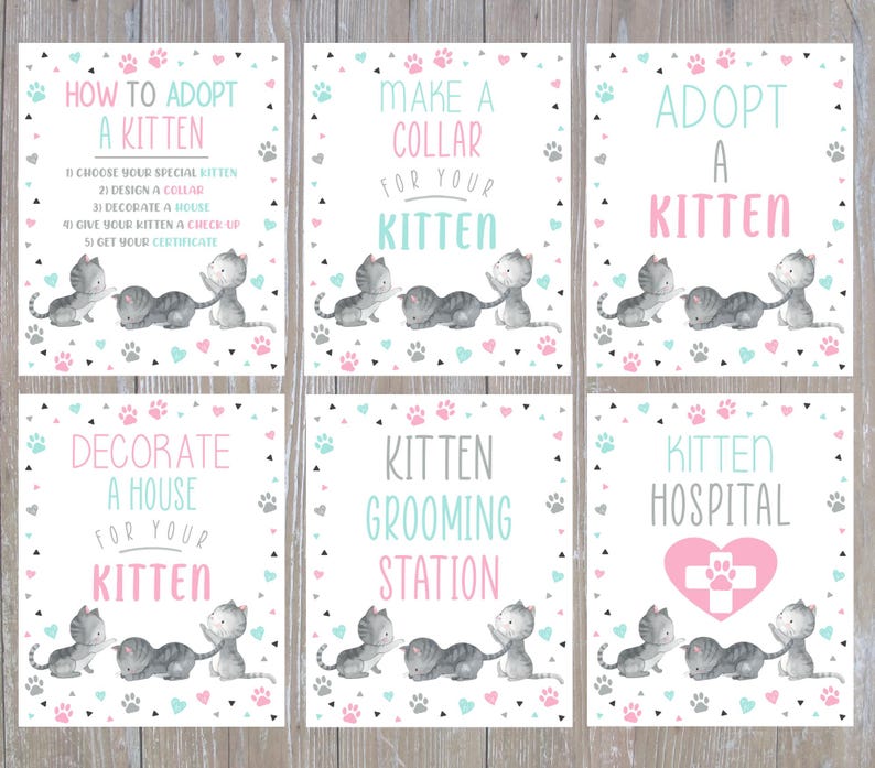 Editable Kitten Party Signs, Kitten Birthday Signs, Kitten Pawty ...