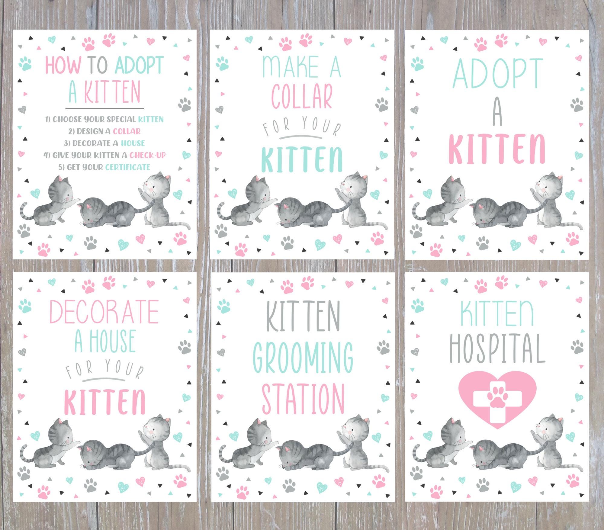 Editable Kitten Party Signs, Kitten Birthday Signs, Kitten Pawty ...