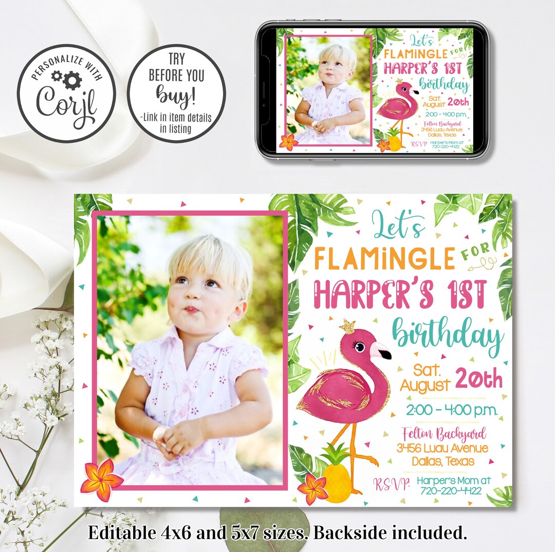 Editable Flamingo Birthday Invitation, Flamingo Invitation, Flamingle ...
