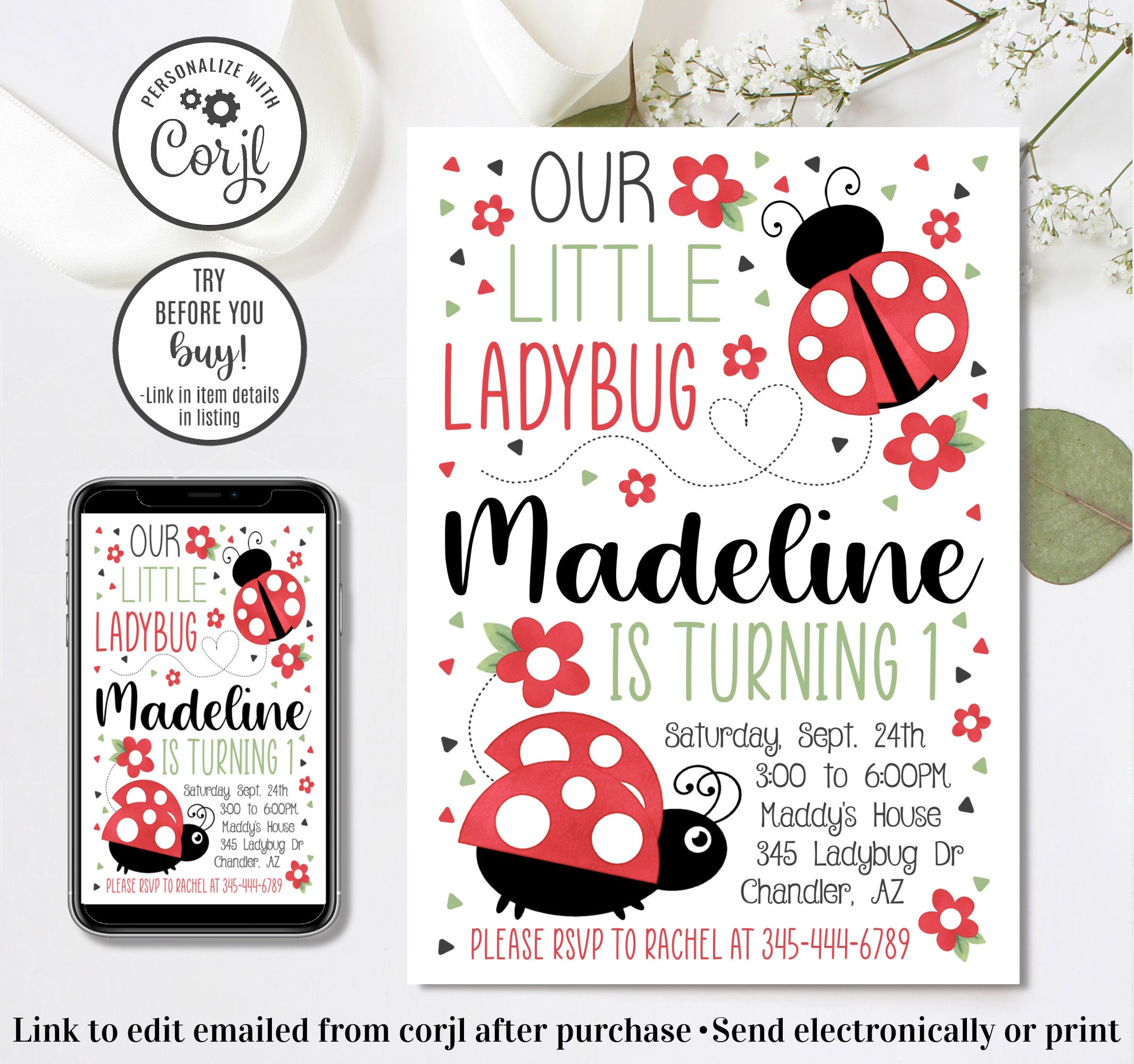 Free Printable Ladybug Baby Shower Invitations