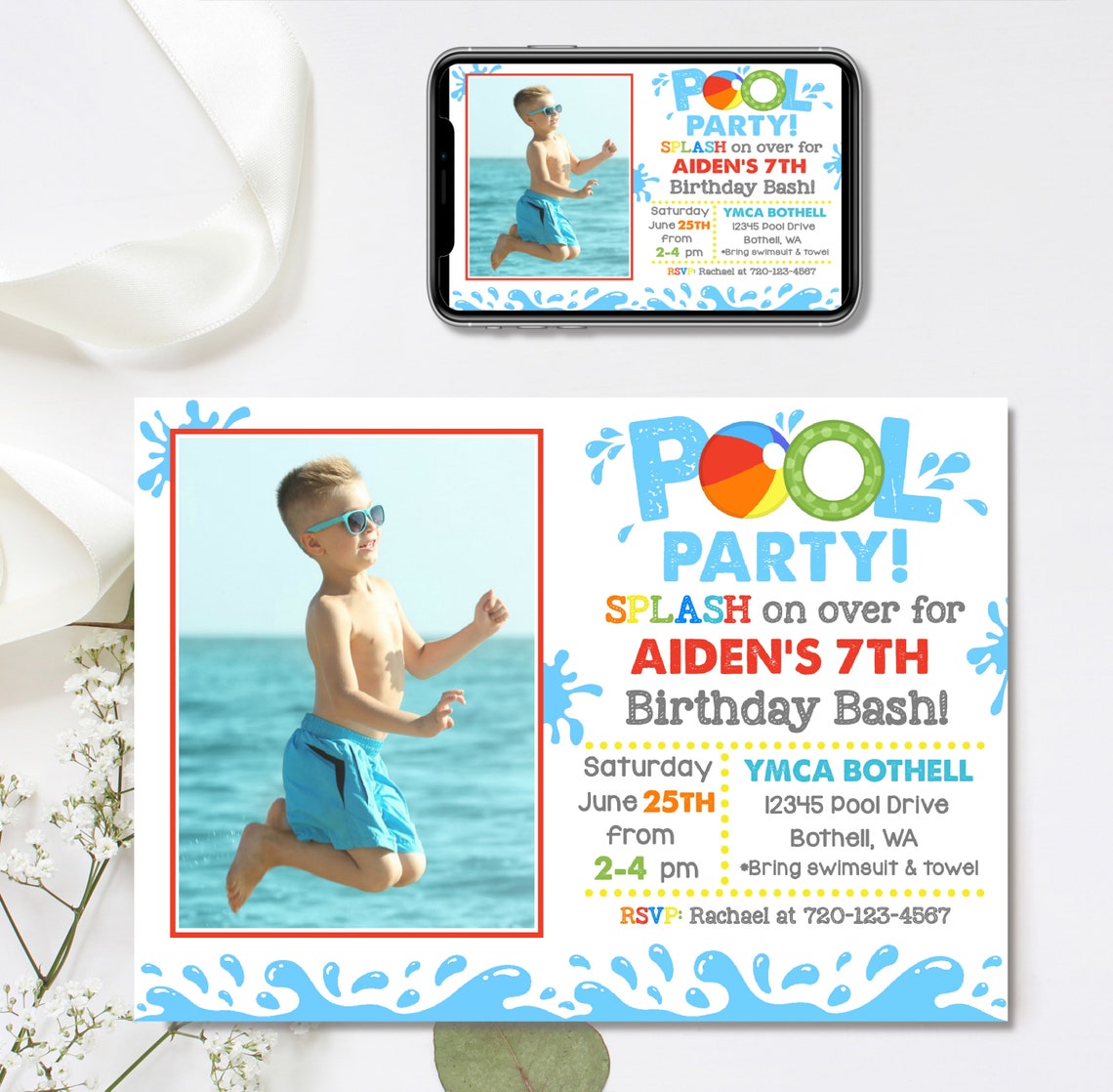 Editable Pool Party Pool Party Birthday Template - Etsy