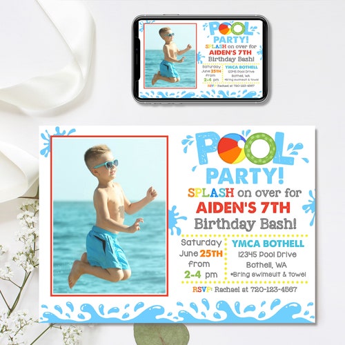 Editable Pool Party Pool Party Birthday Template - Etsy