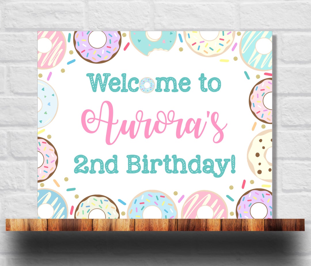 Editable Donut Welcome Sign, Donut Poster, Donut Birthday Banner, 8x10 ...