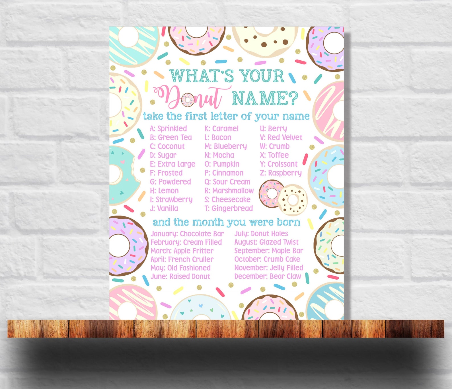 What's Your Donut Name Printable Girl Donut Name Game | Etsy