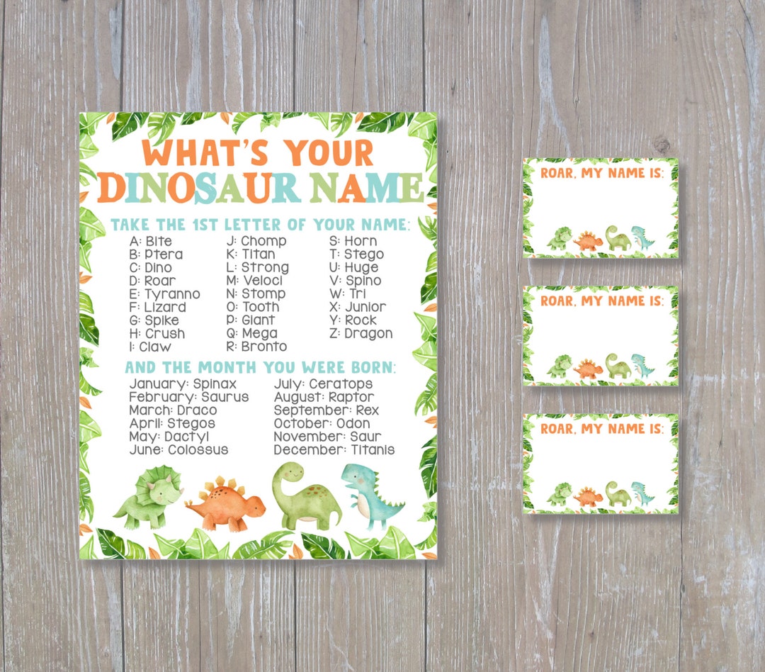 What's Your Dinosaur Name Printable, Dinosaur Name Game, Dinosaur ...