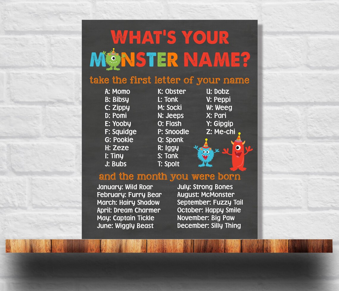 What's Your Monster Name Printable, Monster Name Game Instant Download ...