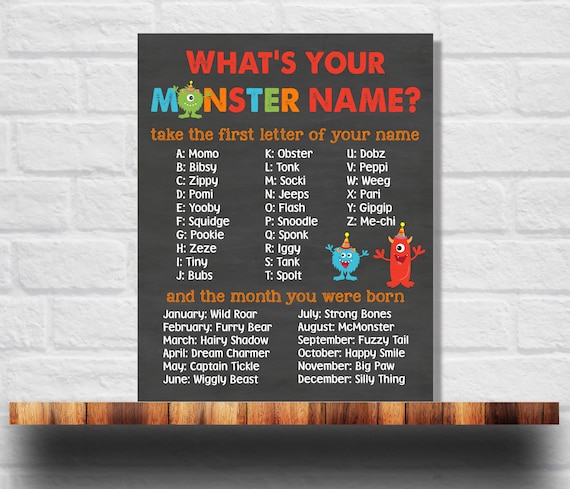 What's Your Monster Name Printable Monster Name Game - Etsy