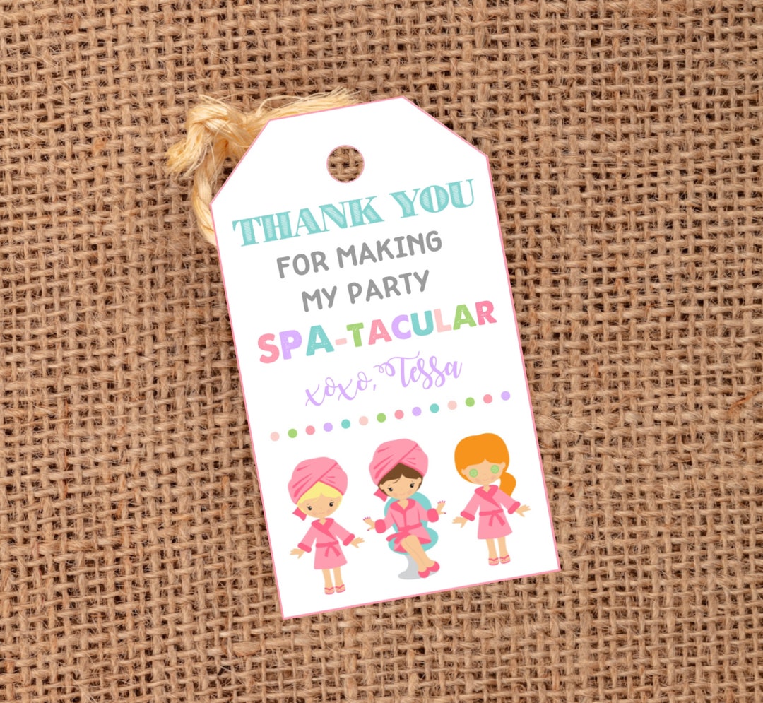 Editable Spa Tag, Spa Party Favor Tags, Spa Birthday Party, Template - Etsy