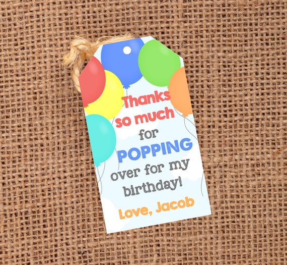 Editable Balloon Tag Balloon Favor Tags Balloon Birthday - Etsy