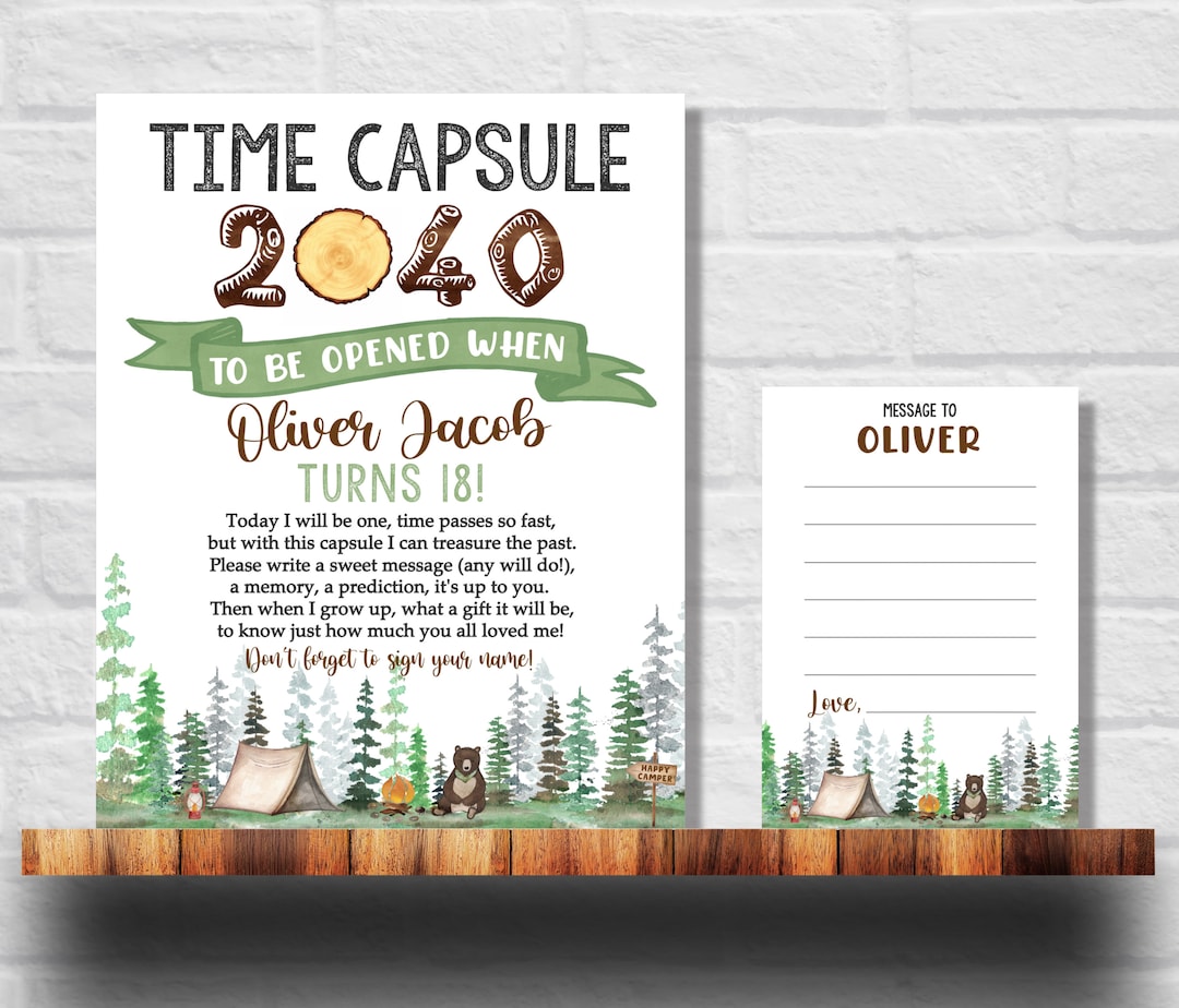Editable Happy Camper Time Capsule, One Happy Camper Birthday Sign ...