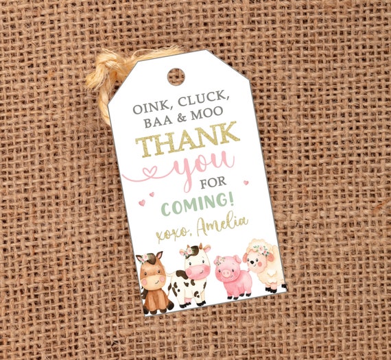 Editable Girl Farm Tag Farm Favor Tags Farm Birthday Party - Etsy