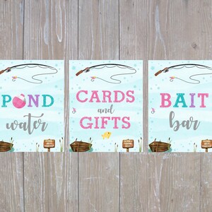 Editable Girl Fishing Party Signs, Fishing Birthday Signs, 1st Birthday ...